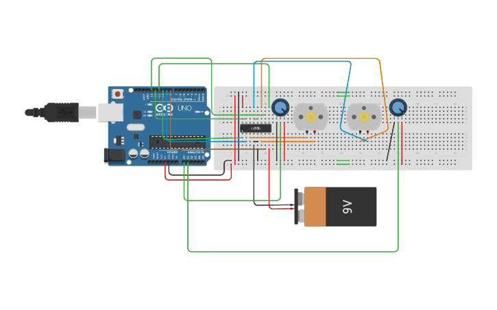 Circuit design Control de Motores de Arduino | Tinkercad