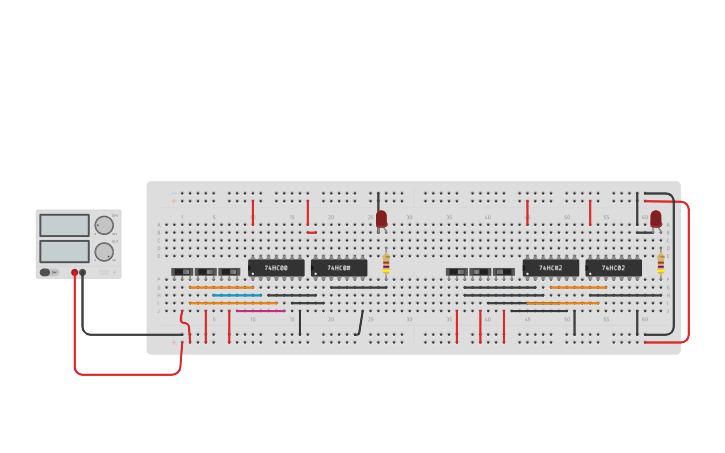 Circuit design AB+AC using NAND, NOR | Tinkercad
