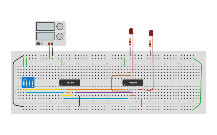 Circuit design half subtractor using nand gate | Tinkercad