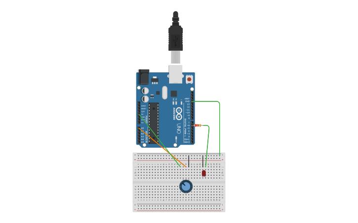 Circuit design Displaying POT readings on serial monitor - Tinkercad