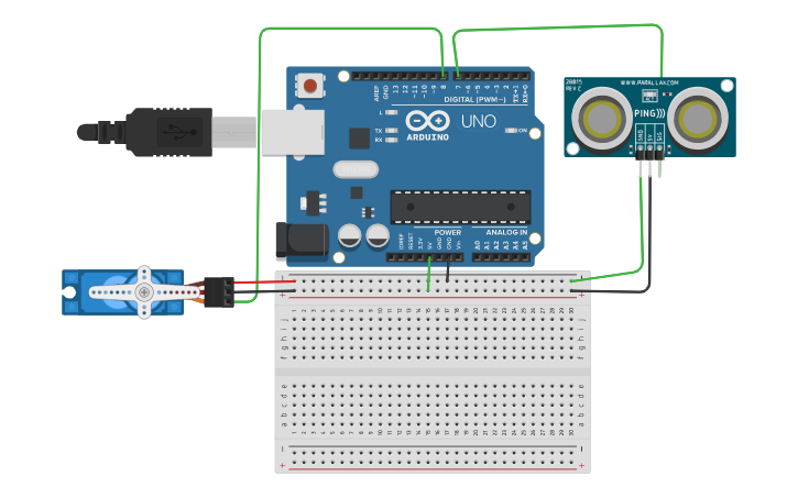 Circuit design SIMULASI KRAN OTOMATIS - Tinkercad
