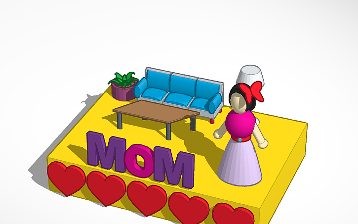 3D design love for mom - Tinkercad