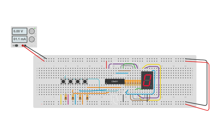 Circuit design Circuito 7 segmentos | Tinkercad