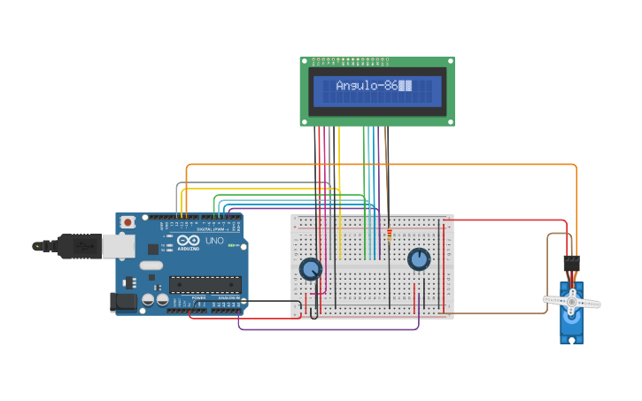Circuit design Lcd and Servo - Tinkercad
