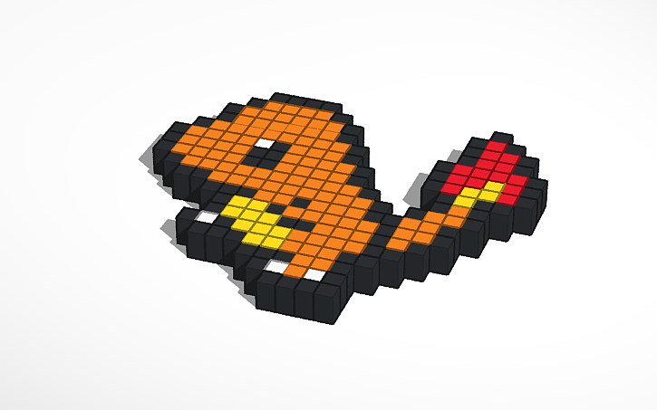 3D design Pixel Charmander - Tinkercad