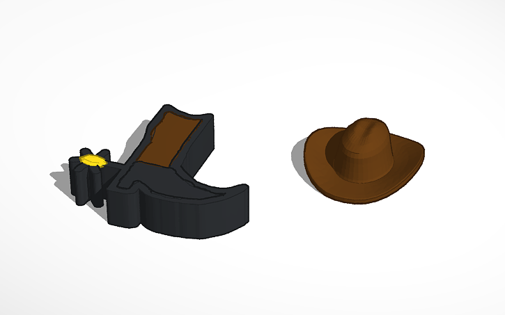 3D design Cowboy hat and boot - Tinkercad