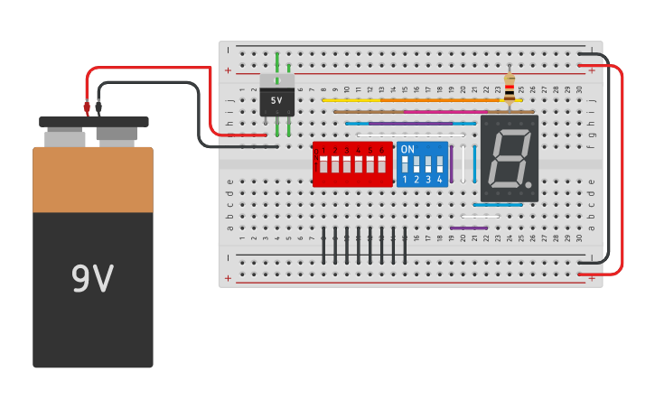 Circuit design DISPLAY DE 7 SEGMENTOS- ANODO - Tinkercad