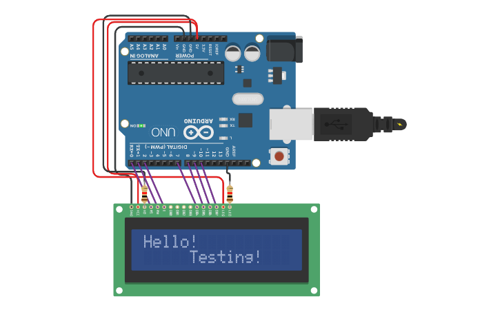 Circuit design Less wired LCD - Tinkercad