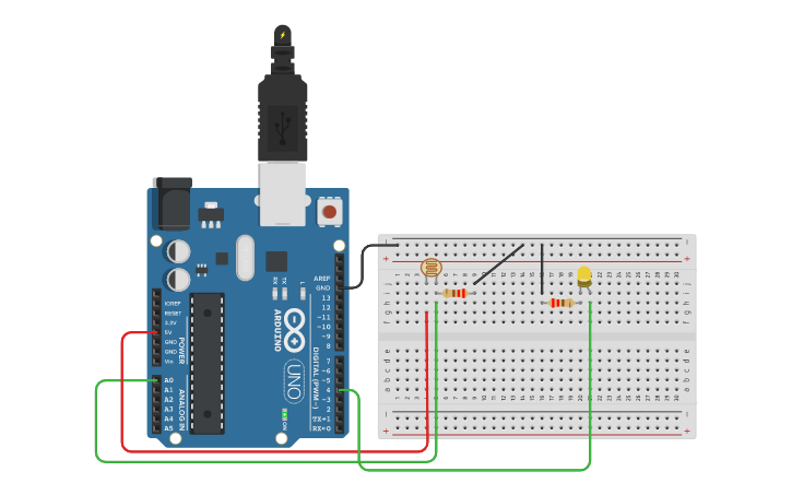 Circuit design sensor de luminosidade | Tinkercad