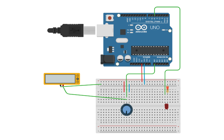 Circuit design Copy of analogRead + analogWrite | Tinkercad