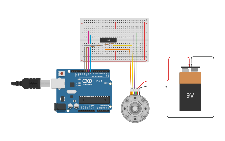 Circuit design Rotating a Stepper Motor using Arduino - Tinkercad