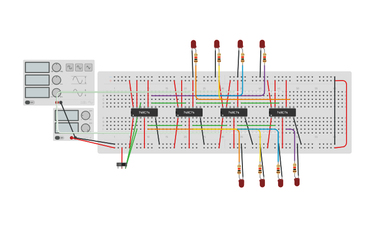 Circuit design shift registers | Tinkercad Circuit design shift registers | Tinkercad