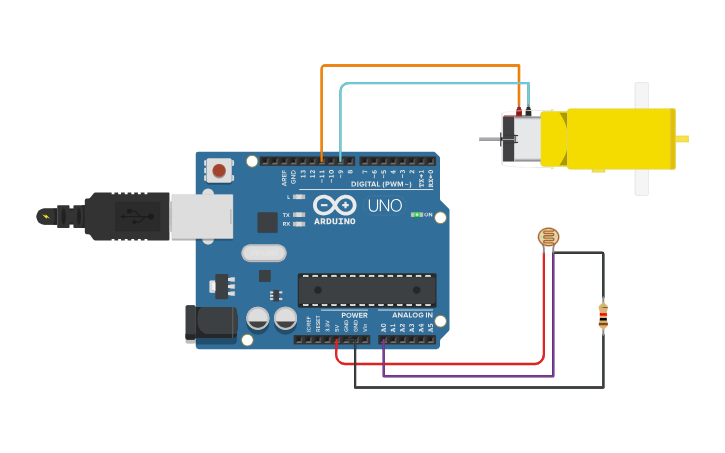 Circuit Design Motor Speed Control Using Ldr Sensor Tinkercad