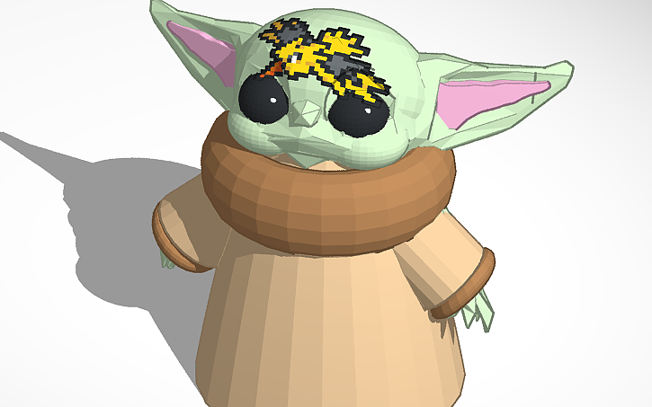 3D design Baby joda with a sticker on his head - Tinkercad