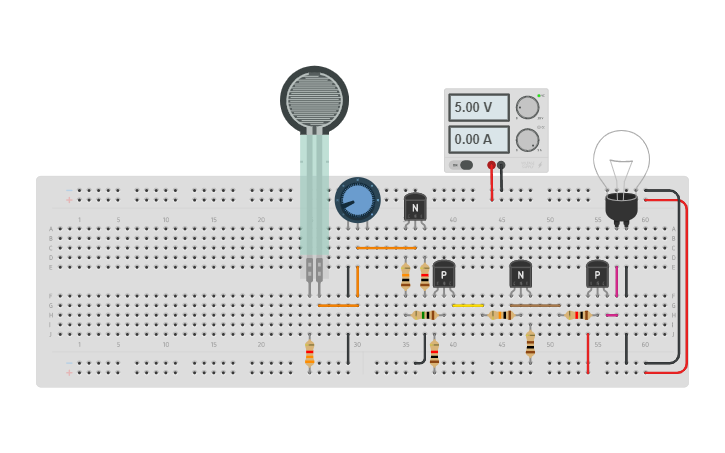 Circuit design FORCE LIGHT ON | Tinkercad