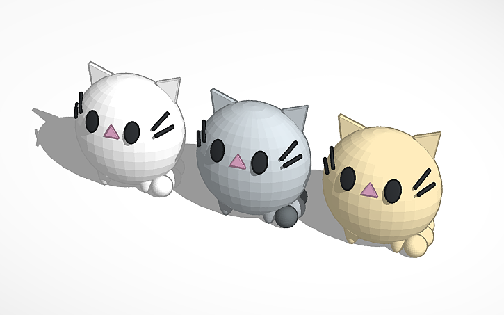 3D design Kawaii Cute Cats - Tinkercad