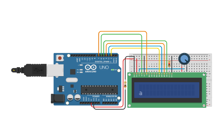 Circuit design Texto en movimiento PANTALLA LCD - Tinkercad