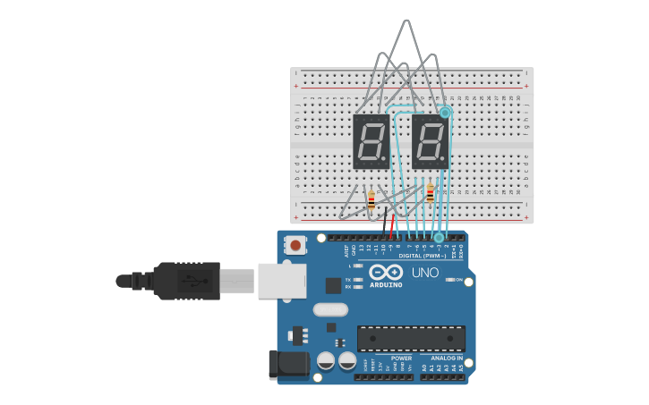 Circuit Design 7 Đoạn Anode Tinkercad