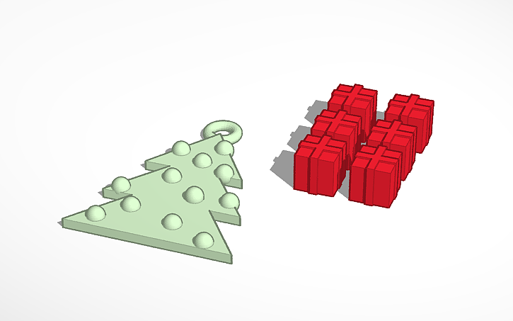 3D design Christmas boxes and tree combo - Tinkercad