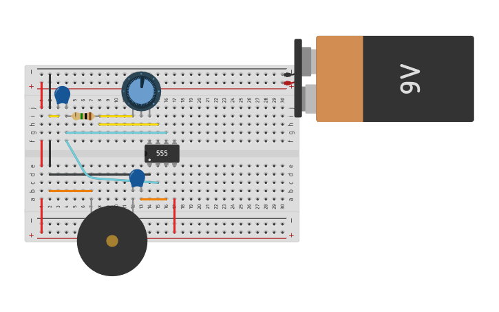 Circuit design Activity 09 - Metronome Circuit with 555 IC - Tinkercad