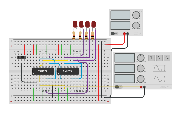Circuit design sipO | Tinkercad