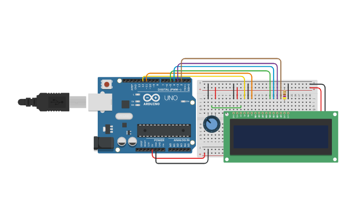 Circuit design lcd scroll | Tinkercad