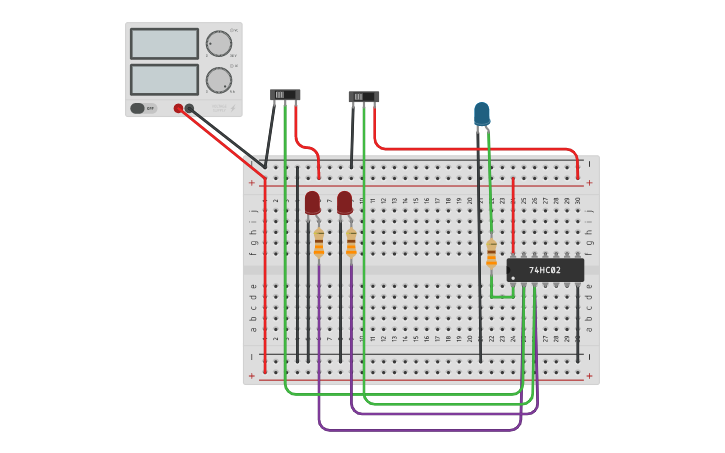 Circuit design 7402 NOR | Tinkercad