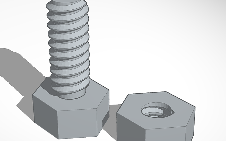3D design nut and bolt - Tinkercad