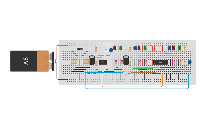 Circuit design Mix of 555 556 | Tinkercad