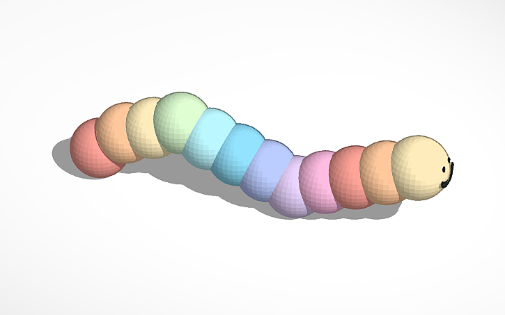 3D design rainbow smile worm. | Tinkercad
