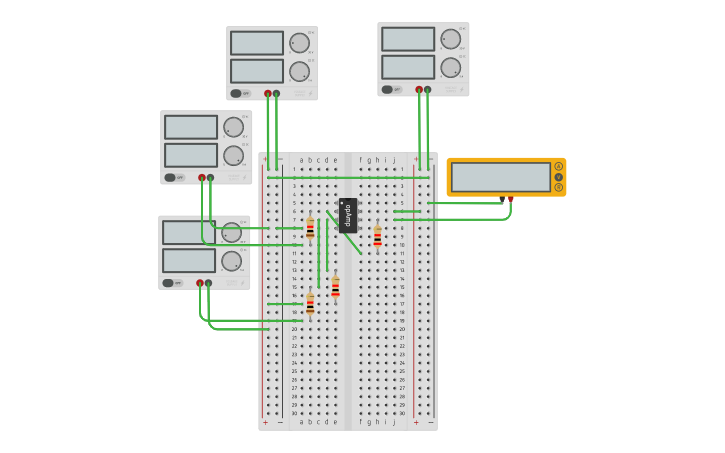Circuit design differential amplifier - Tinkercad