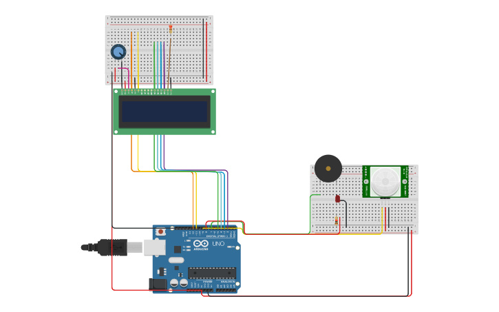 Circuit design PIR Sensor with LED - Tinkercad