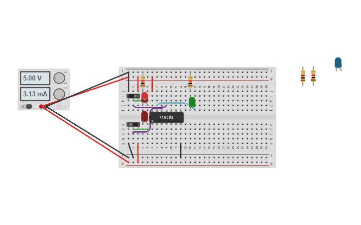 Circuit design 7402 - Tinkercad