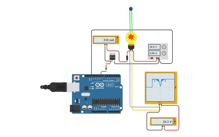 Circuit design Arduino PWM TIP120 | Tinkercad Circuit design Arduino PWM TIP120 | Tinkercad
