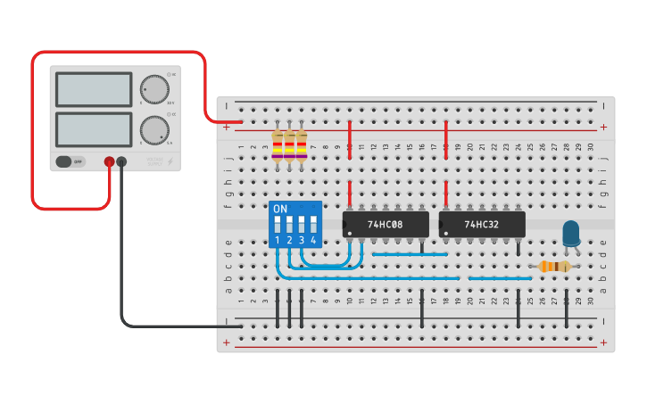 Circuit design Circuito combinatorio n°1 - Tinkercad