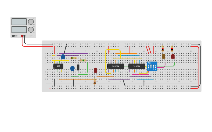 Circuit design SISO shift register - Tinkercad