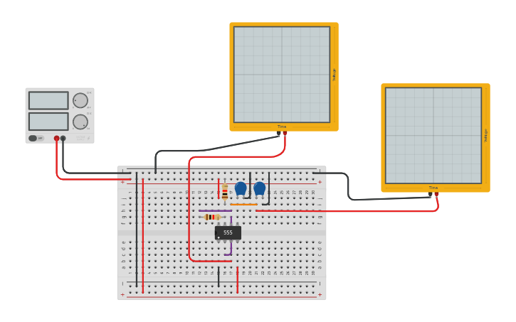 Circuit design Astable Multivibrator using 555 Timer - Tinkercad