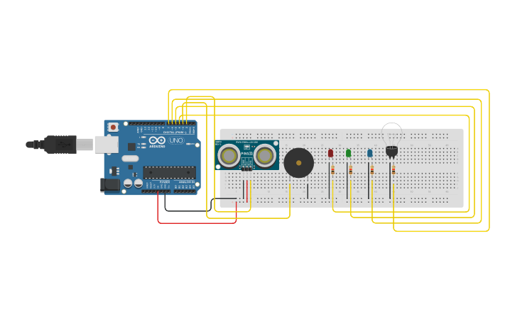Circuit design Sensor Ultrasonik_Muhammad Iqbal Firdaus_TI3A - Tinkercad Circuit design Sensor Ultrasonik_Muhammad Iqbal Firdaus_TI3A - Tinkercad