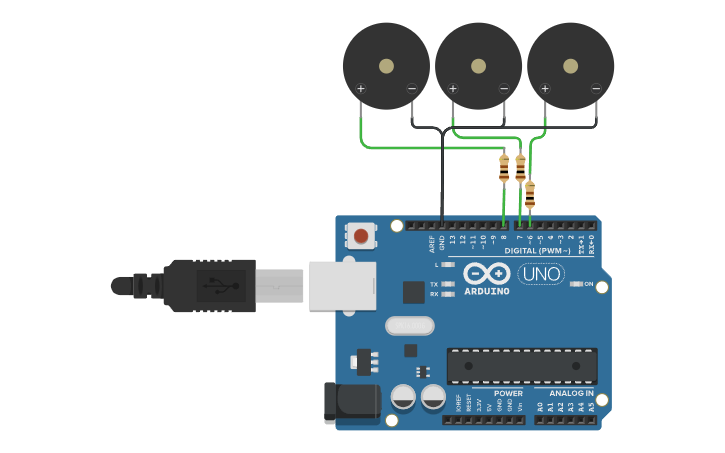Circuit design 8 LEDS - Tinkercad