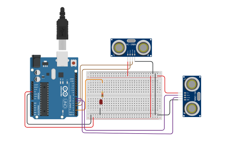 Circuit Design Social Distancing Sensor Tinkercad