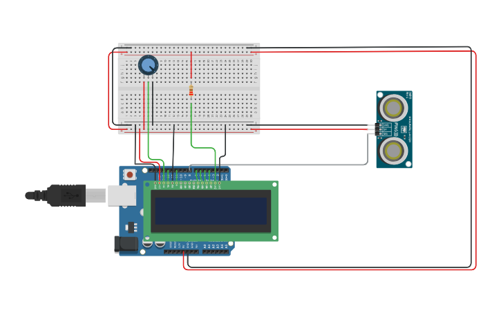 Circuit design 1611077_LCD displaying distance | Tinkercad Circuit design 1611077_LCD displaying distance | Tinkercad
