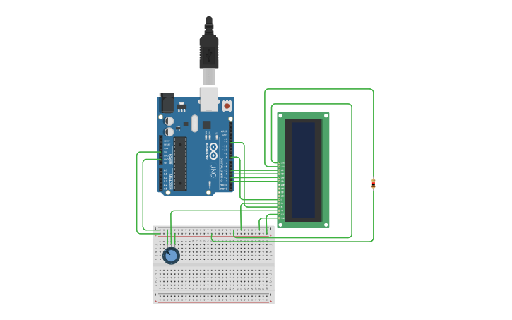 Circuit design LCD interfacing with Arduino. - Tinkercad