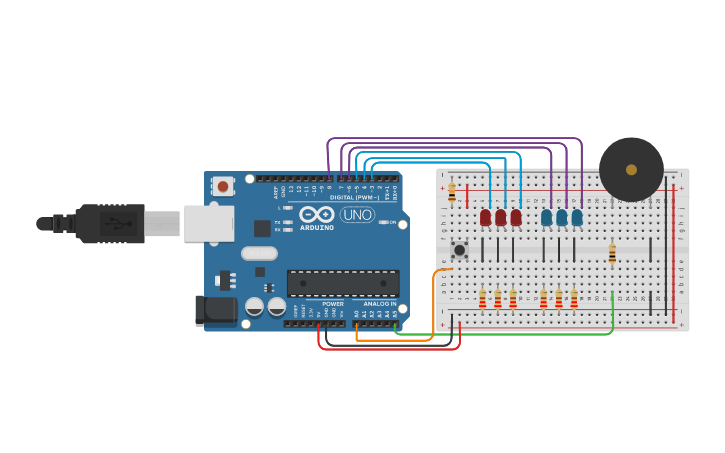 Circuit design Sirena De Policía Con Arduino Y Tinkercad - Tinkercad