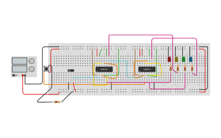 Circuit design Shift Register | Tinkercad