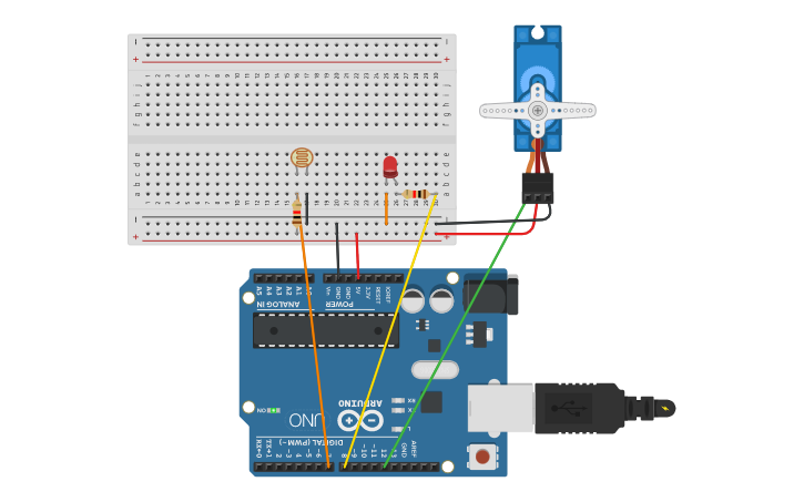 Circuit Design Circuito Servomotor Fotoresistencia Tinkercad