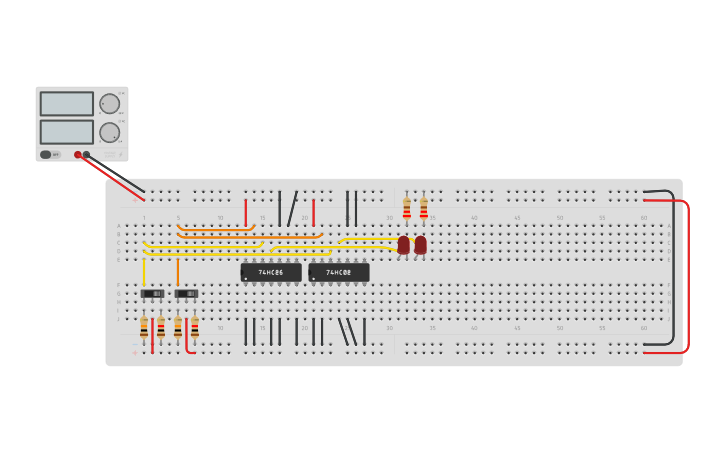 Circuit design Binary Half-Adder - Tinkercad