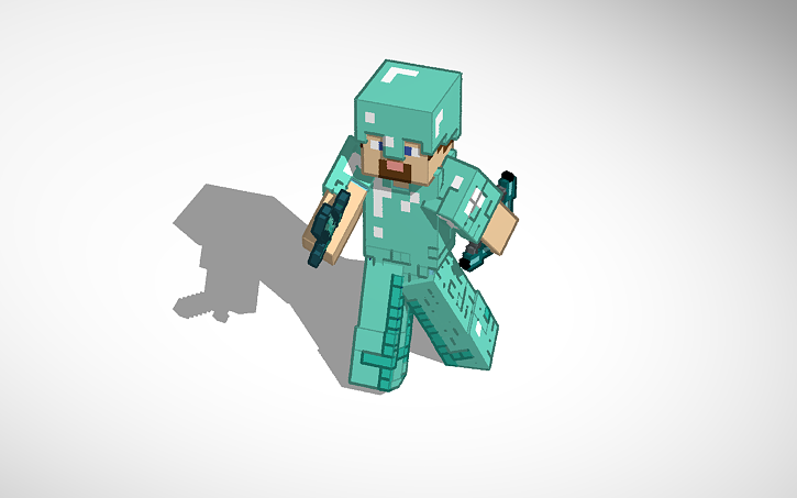 3D design LanderXXL in Minecraft with full diamond armour - Tinkercad