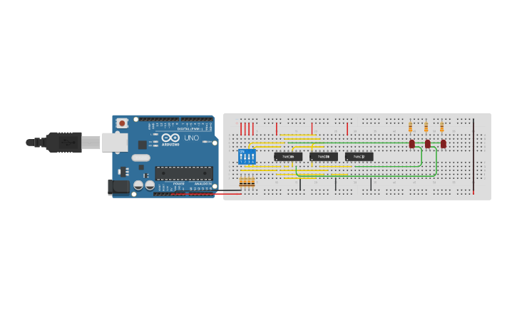 Circuit design 2 Bit Adder - Tinkercad