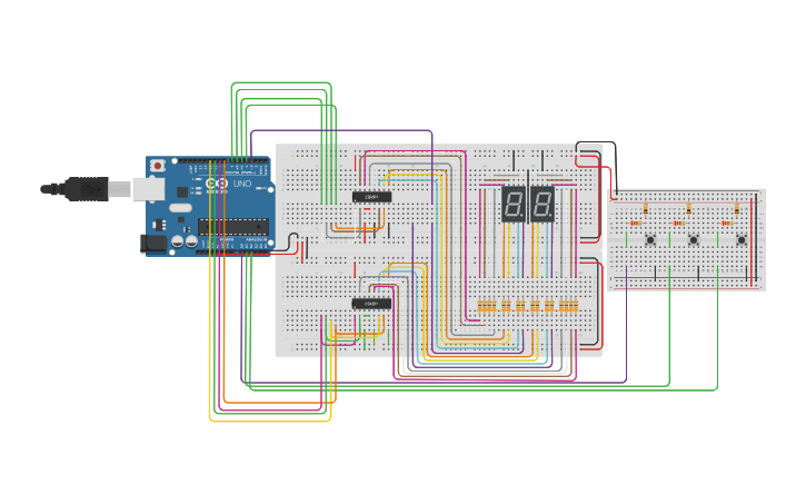 Circuit design 12 naloga 7-segment | Tinkercad