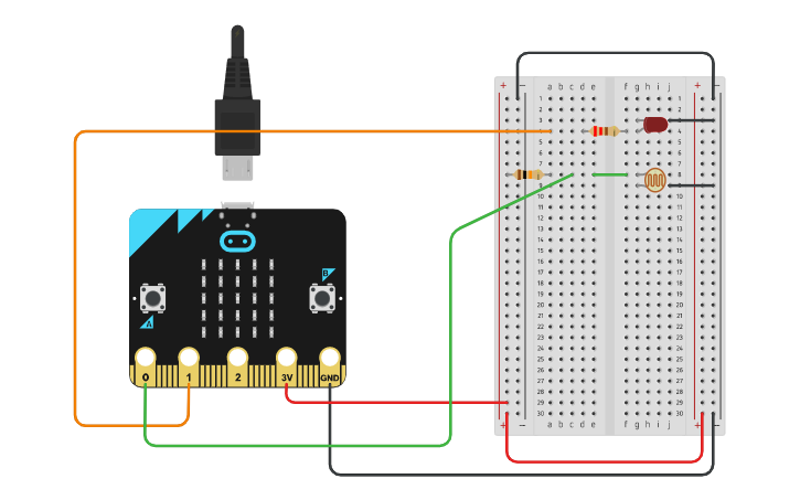 Circuit design Microbit Night Light - Tinkercad